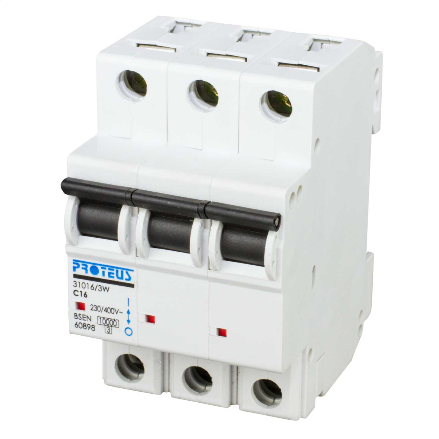 Proteus 16A Triple Pole 10kA C Curve MCB (31016/3) | CEF