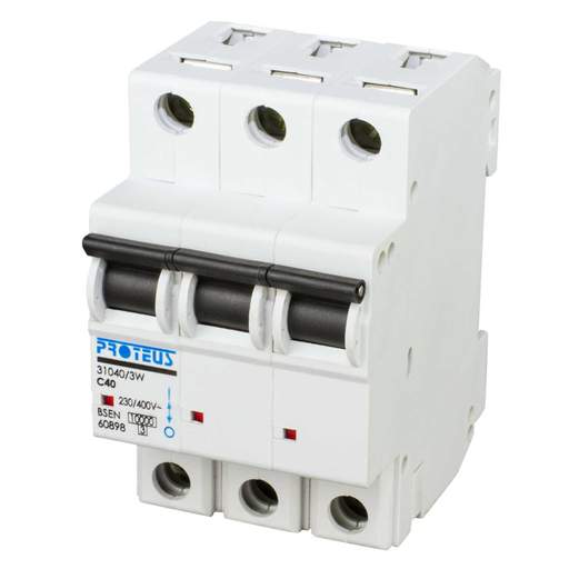 Proteus 40A Triple Pole 10kA C Curve MCB (31040/3) | CEF