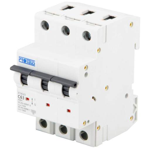 Proteus 63A Triple Pole 15kA C Curve MCB (31563/3) | CEF