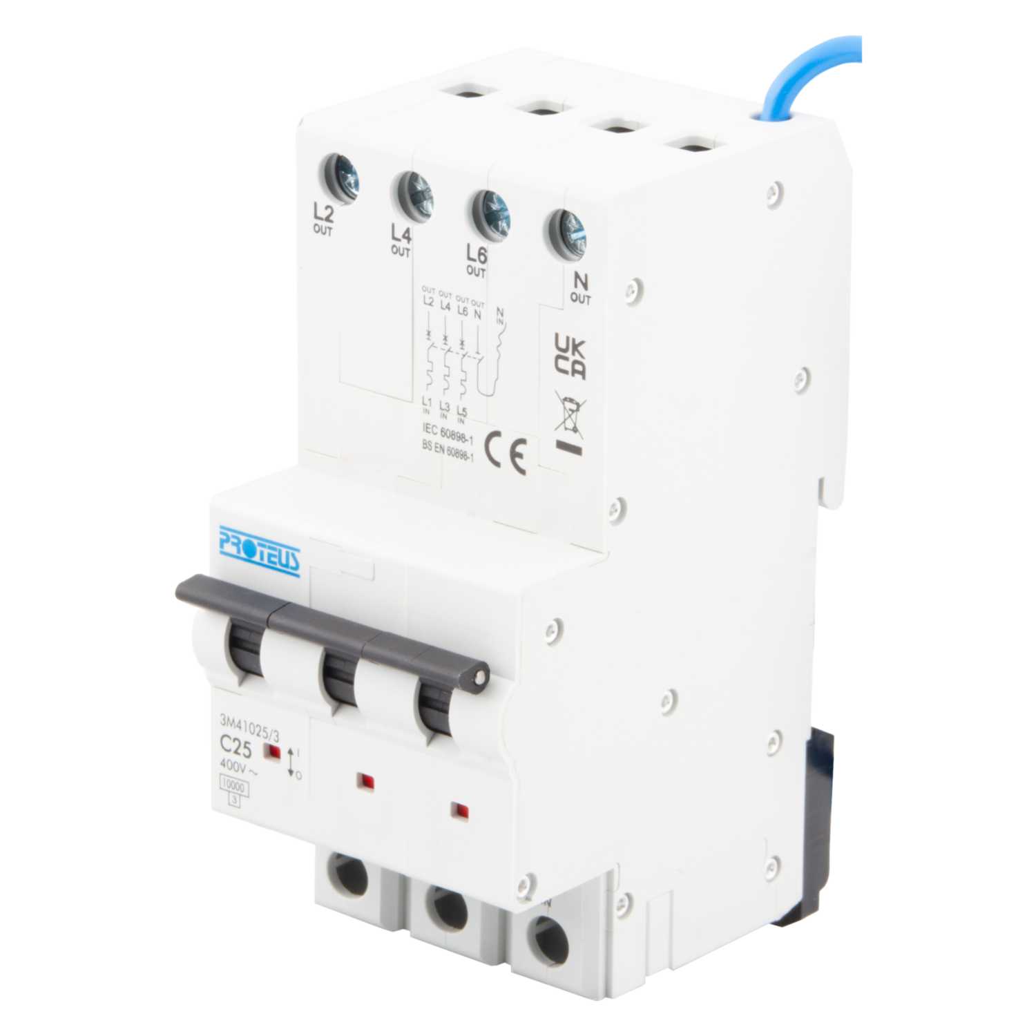 Proteus 25A 3 Module 4 Pole 10kA C Curve MCB (3M41025/3) | CEF