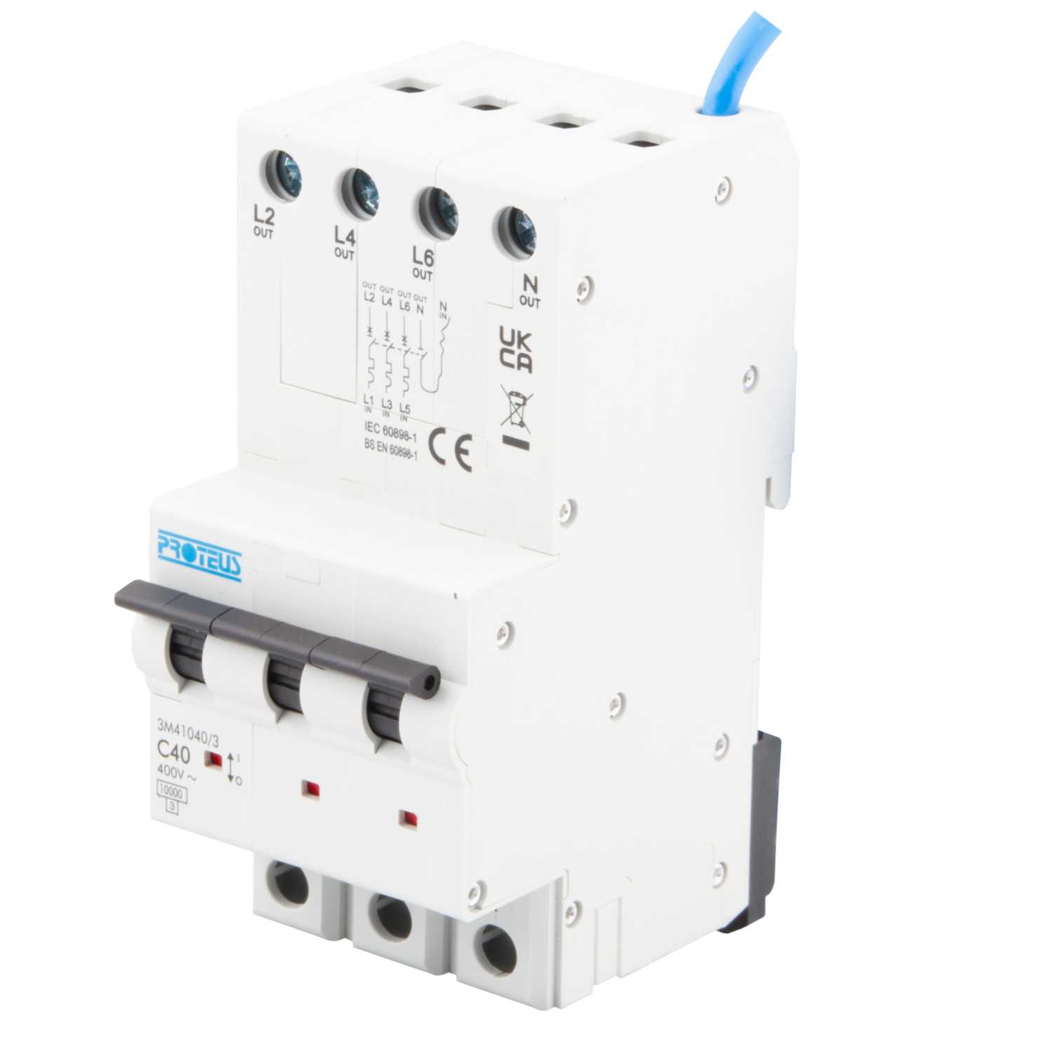 Proteus 40A 3 Module 4 Pole 10kA C Curve MCB (3M41040/3) | CEF