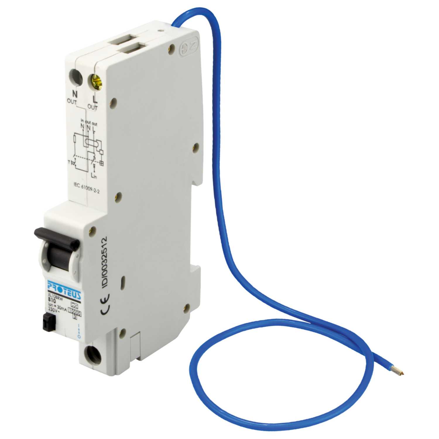 Proteus XL 10A Single Pole and Neutral 1 Module B Curve 10kA 30mA Type A RCBO (XL10BR) | CEF