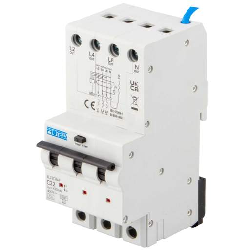 Proteus XL 32A 4 Pole 3 Module C Curve 10kA 30mA Type A RCBO (XL32CR4P) | CEF