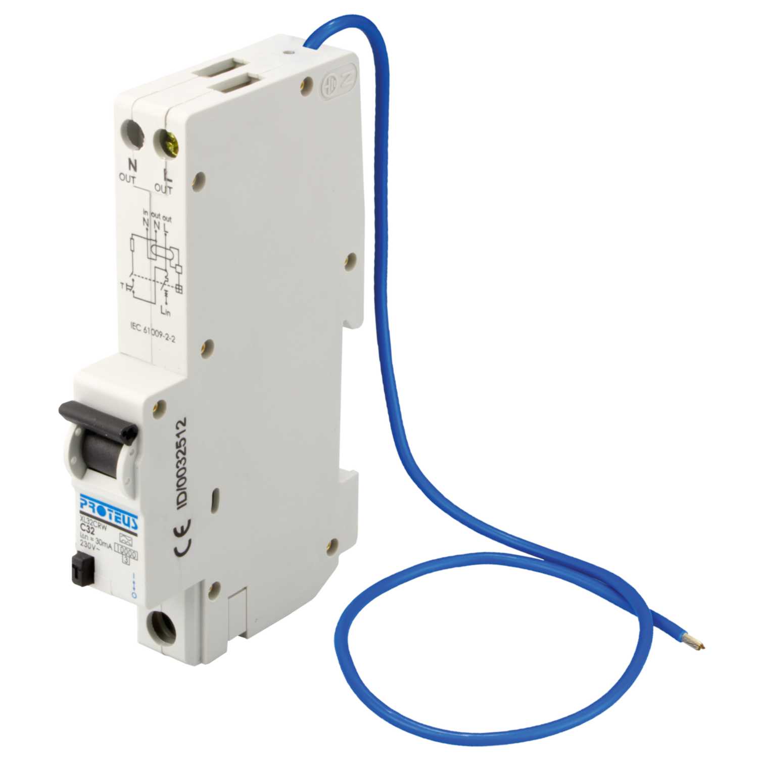 Proteus XL 32A Single Pole and Neutral 1 Module C Curve 10kA 30mA Type A RCBO (XL32CR) | CEF