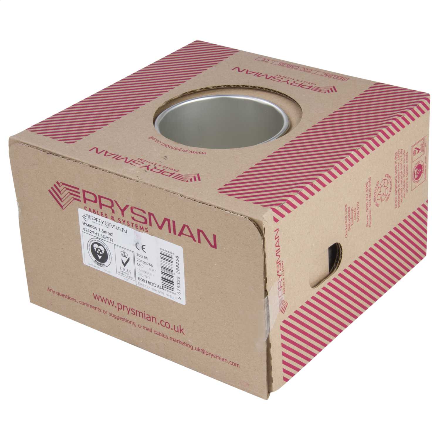 Prysmian H6242Y 1.5mm² PVC Twin and Earth Cable Grey (100m Drum ...