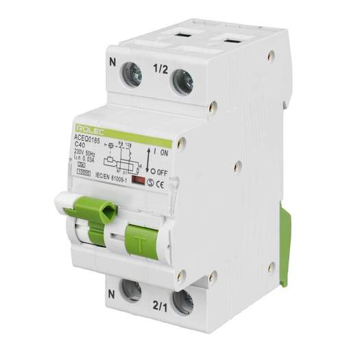 Rolec 40A 1P+N 2 Module C Curve 10kA 30mA Type A RCBO (ACEQ0185) | CEF
