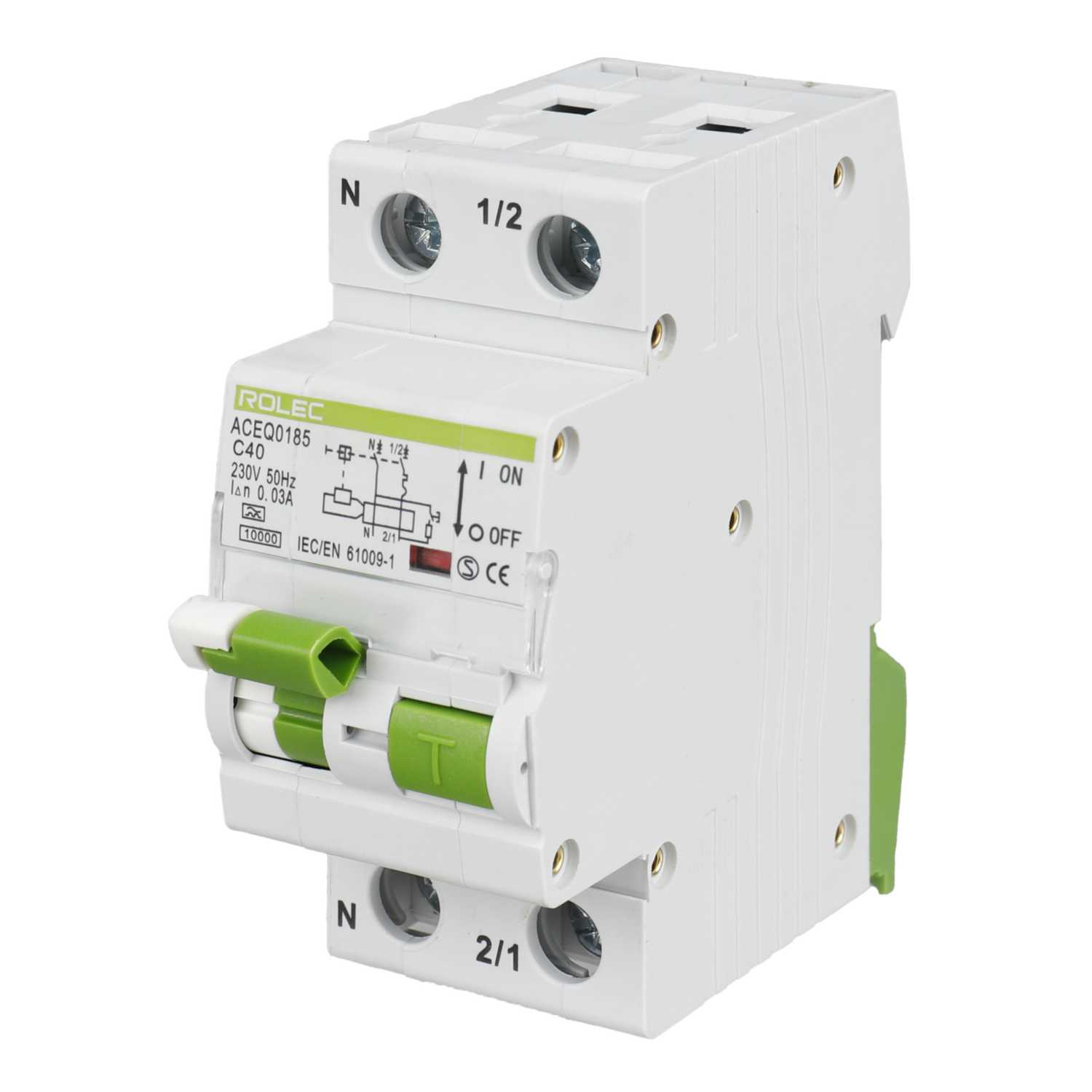 Rolec 40A Single Pole and Neutral 2 Module C Curve 10kA 30mA Type A RCBO (ACEQ0185) | CEF