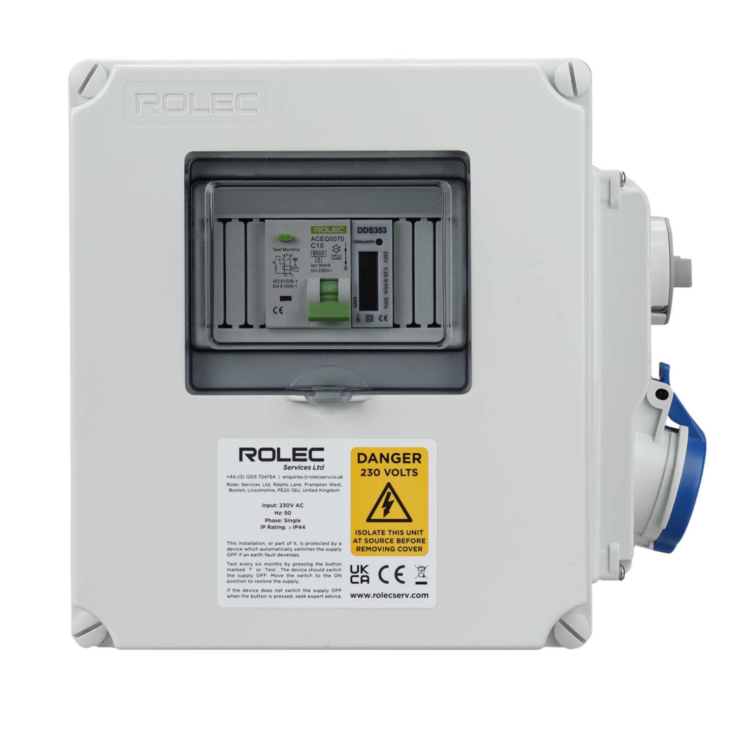 Rolec LSHU 16A Interlocked 1 Way 10A RCBO Metered Caravan Hook Up Point ...