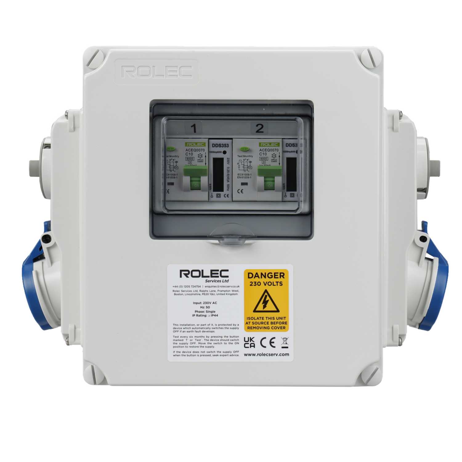 Rolec LSHU 16A Interlocked 2 Way 10A RCBO Metered Caravan Hook Up Point ...