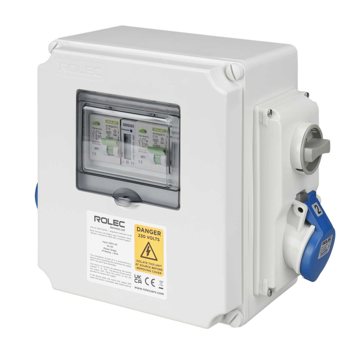 Rolec LSHU 16A Interlocked 2 Way 10A RCBO Metered Caravan Hook Up Point ...