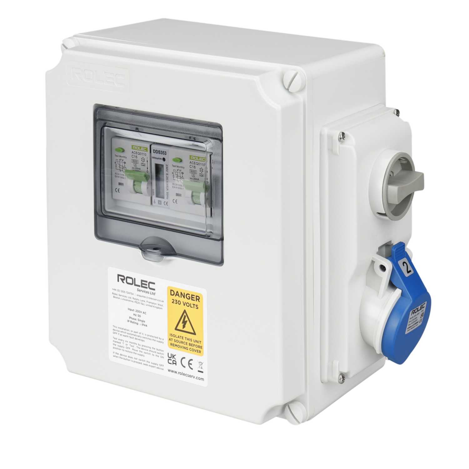 Rolec LSHU 16A Interlocked 2 Way Metered Caravan Hook Up Point ...