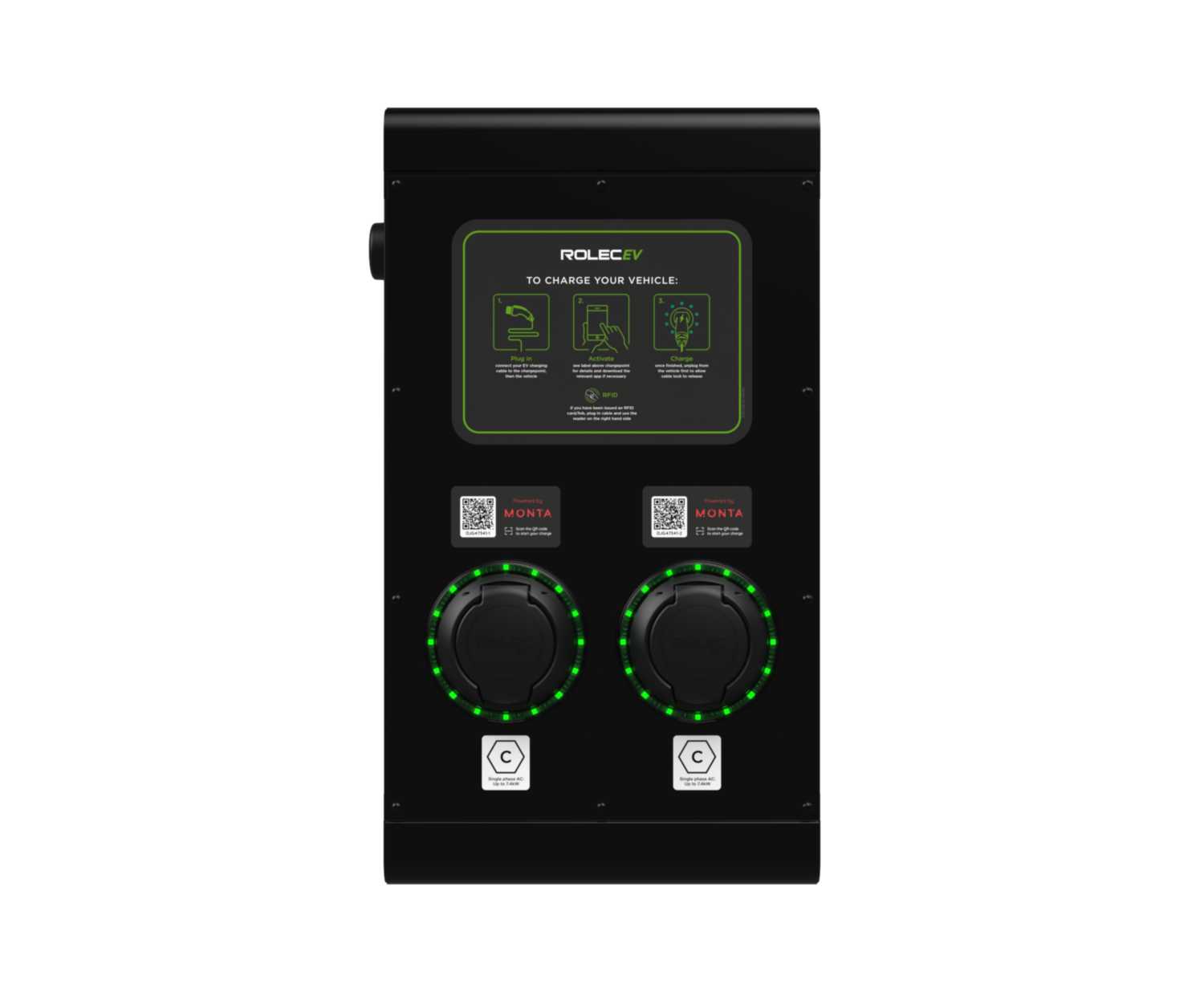 Rolec EV SecuriCharge Smart EV Charger 7.4kW 2 x Type 2 Sockets Black ...