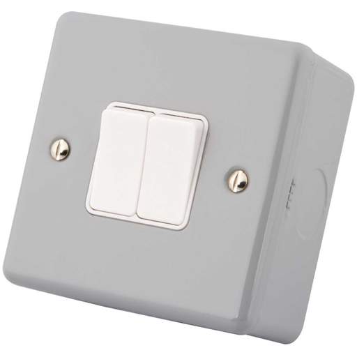 M2 10A 2 Gang 2 Way Light Switch Metal Clad (M22LS2M) | CEF