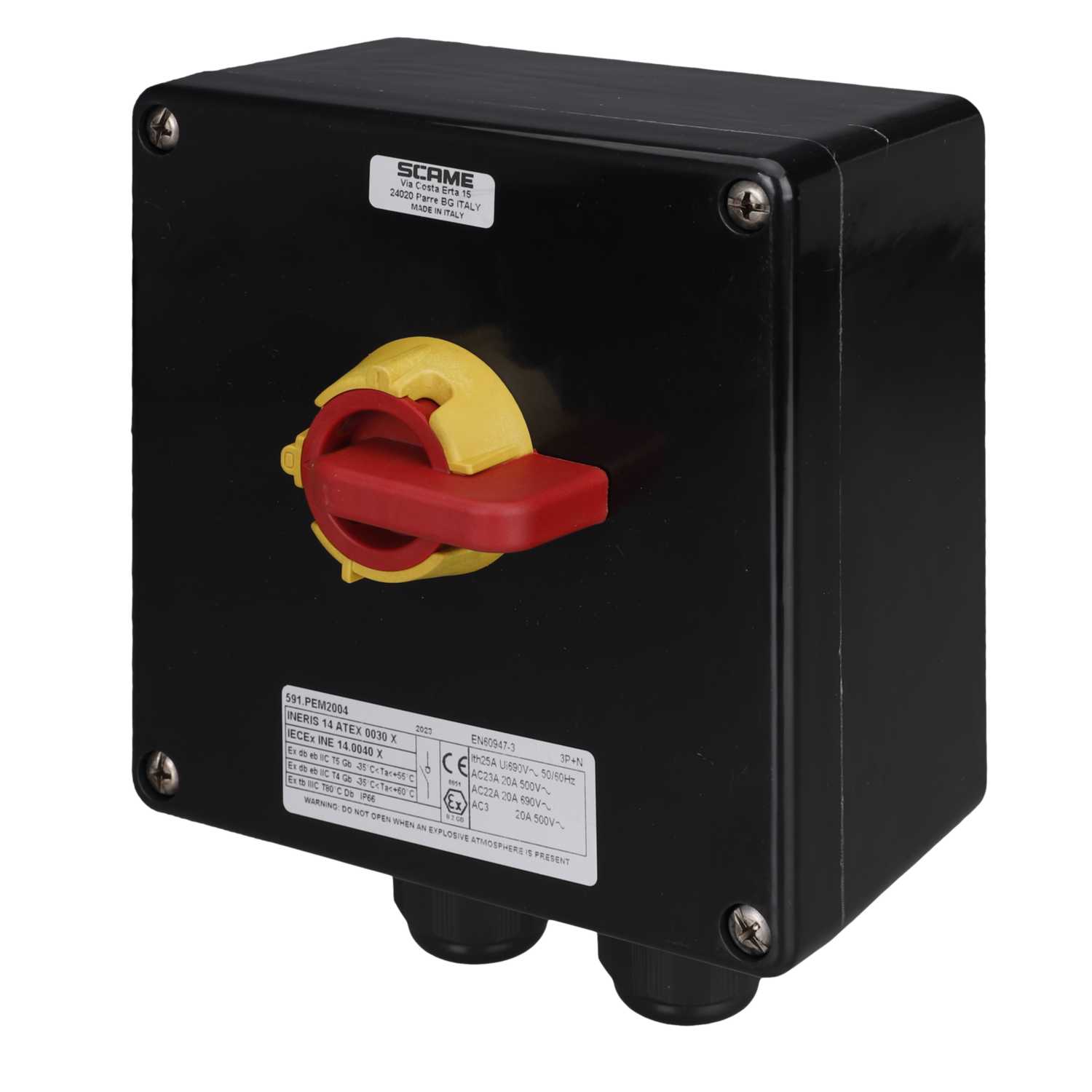 Scame 20A 3 / 4 Pole Ex GRP Emergency Switch Disconnector (591.PEM2004 ...