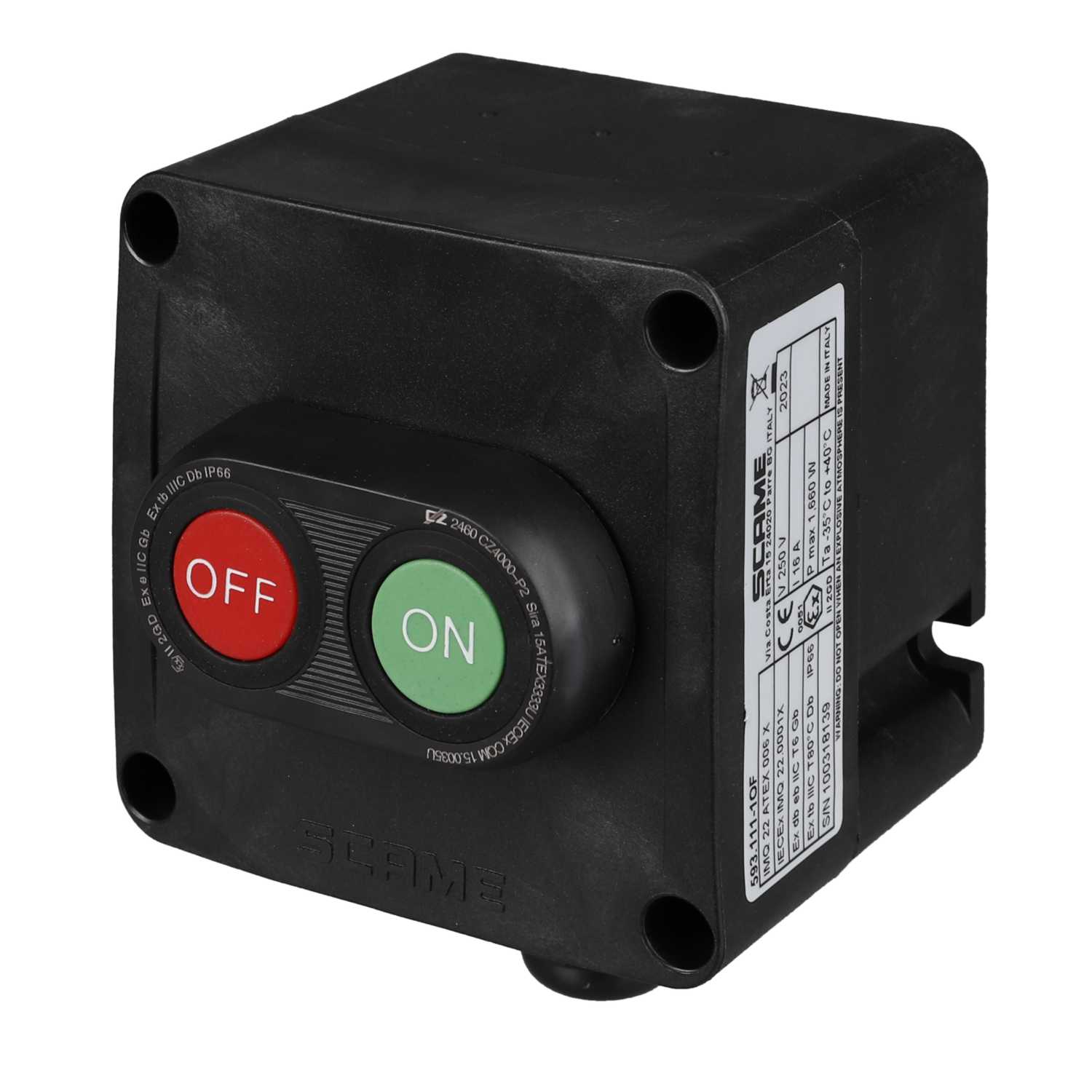 Scame On / Off Double Pushbutton Ex Control Station (593.111-1OF) | CEF