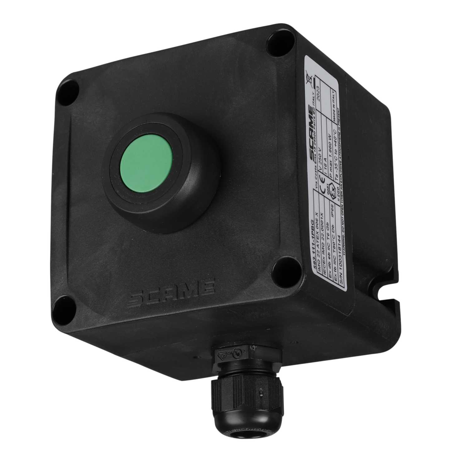Scame Green Pushbutton Ex Control Station (593.111-1PBG) | CEF