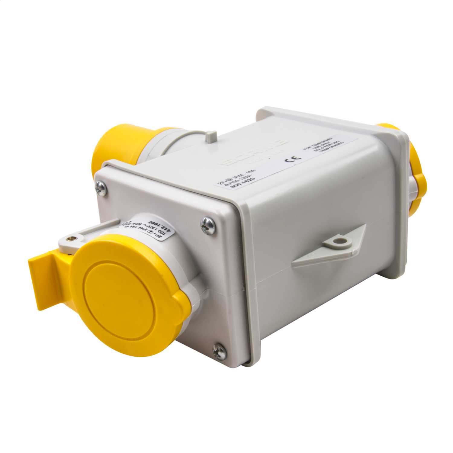 Scame ADAPTO 16A 2P+E 110V 2 Way Adaptor IP44 Yellow (600.1620) | CEF