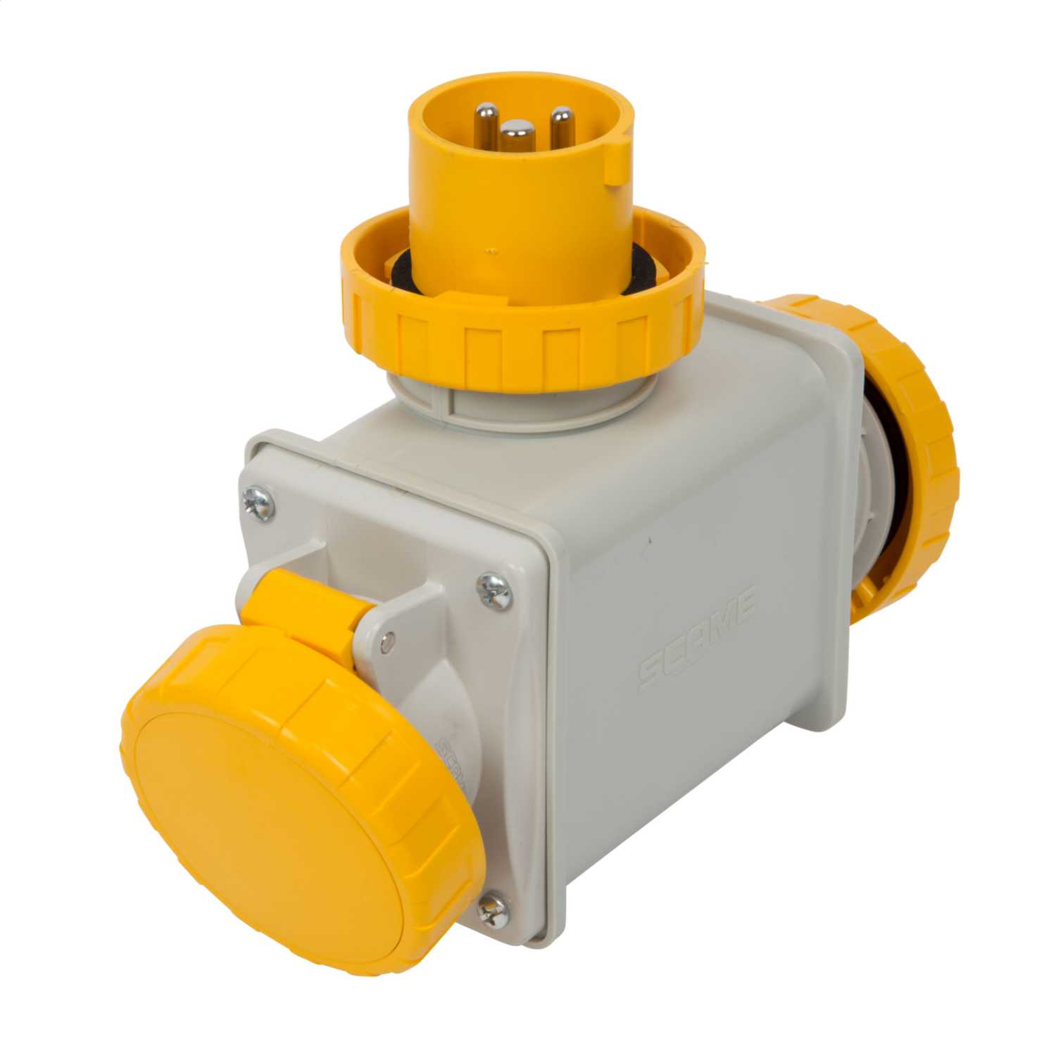 Scame ADAPTO 16A 2P+E 110V 2 Way Adaptor IP66 Yellow (601.1620) | CEF