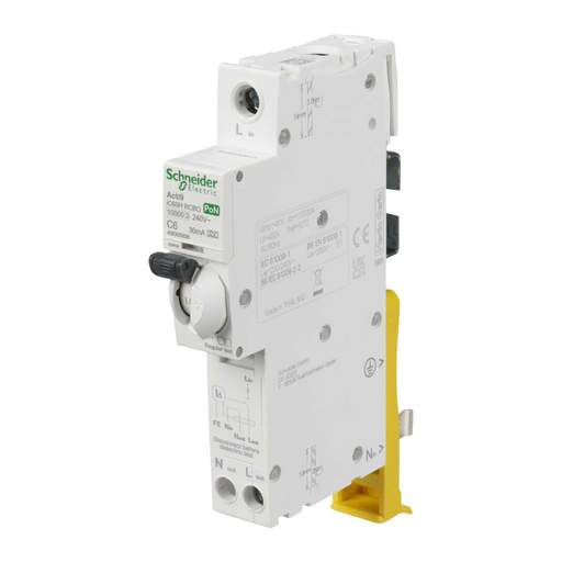 Schneider Acti9 6A 1P+Ns 1 Module C Curve 10kA 30mA Type A PoN RCBO (A9D05806) | CEF