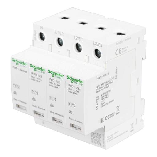 Schneider Acti9 50kA 4 Module 3 Pole and Neutral Type 1+2 Surge ...