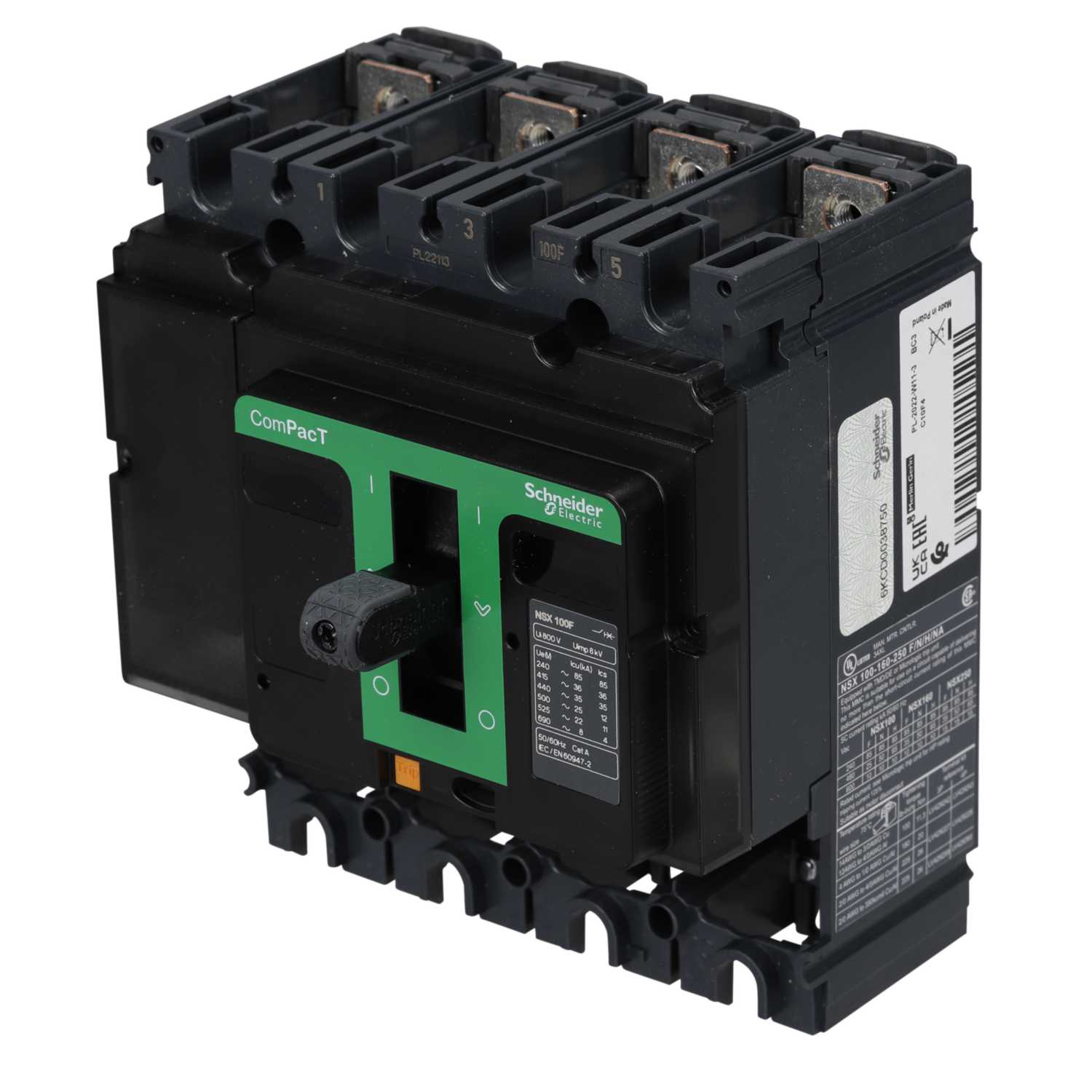 Schneider Merlin 100A Four Pole 36kA MCCB NSX100F without Trip Unit (C10F4) | CEF