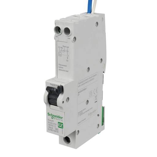 Schneider Easy9 16A 1P+N 1 Module B Curve 6kA 30mA Type A RCBO (EZ9D16816) | CEF