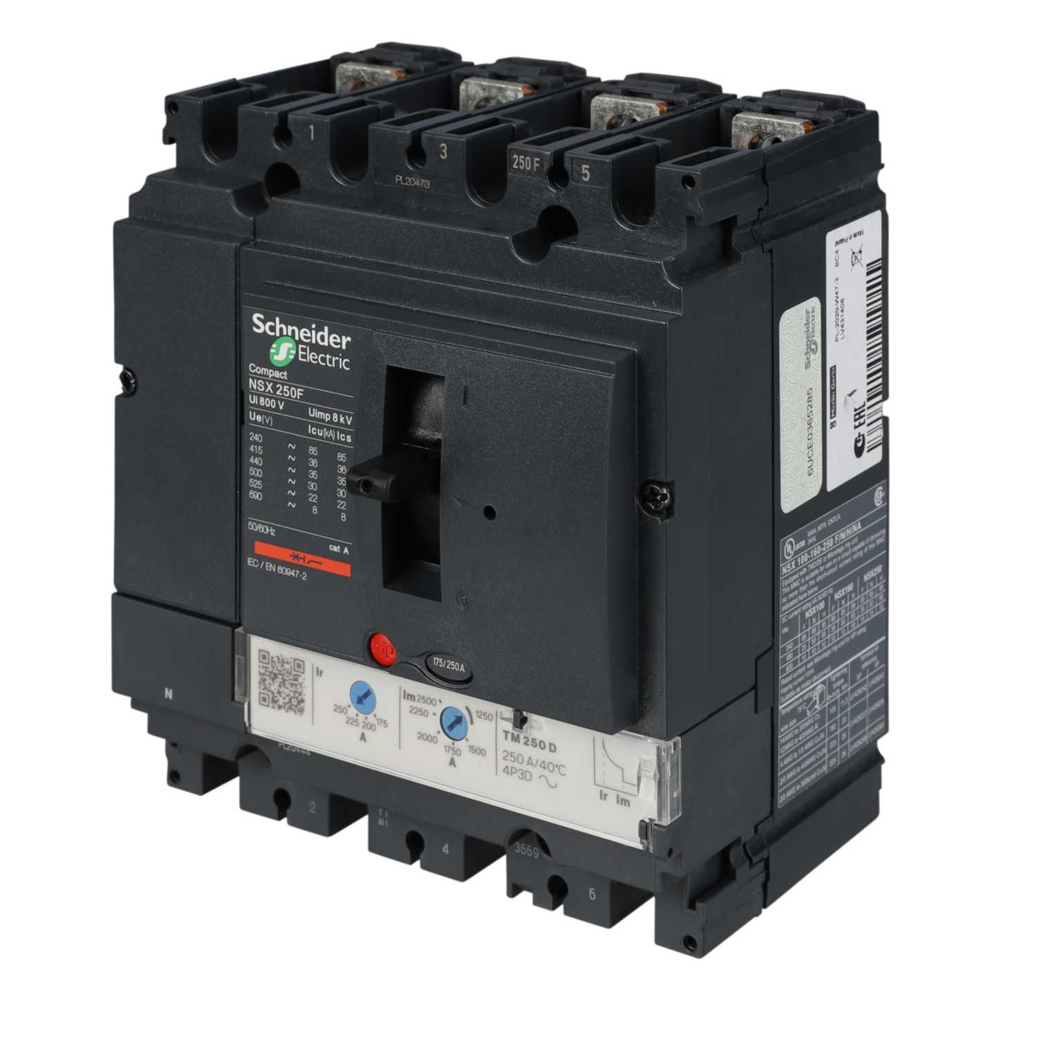 Schneider Merlin Acti9 Isobar 250A 4 Pole MCCB Incomer for A9 Split ...