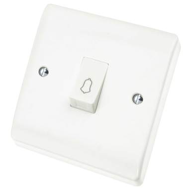 Scolmore Click Curva 10A 1 Gang 1 Way Retractive Switch Marked Bell ...