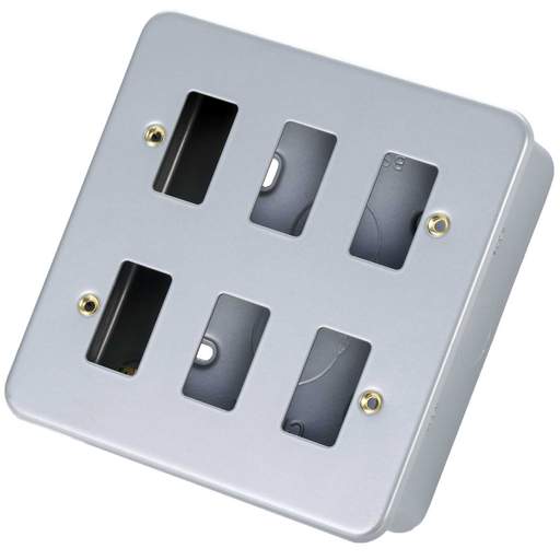 Scolmore Click Gridpro 6 Gang Front Plate with Surface Box Metal Clad ...
