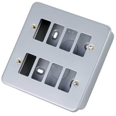 Scolmore Click Gridpro 8 Gang Front Plate with Surface Box Metal Clad ...