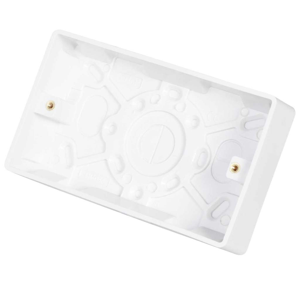 Double Socket Back Box 2 Gang 25Mm Surface Pattress Moulded Box - White ...
