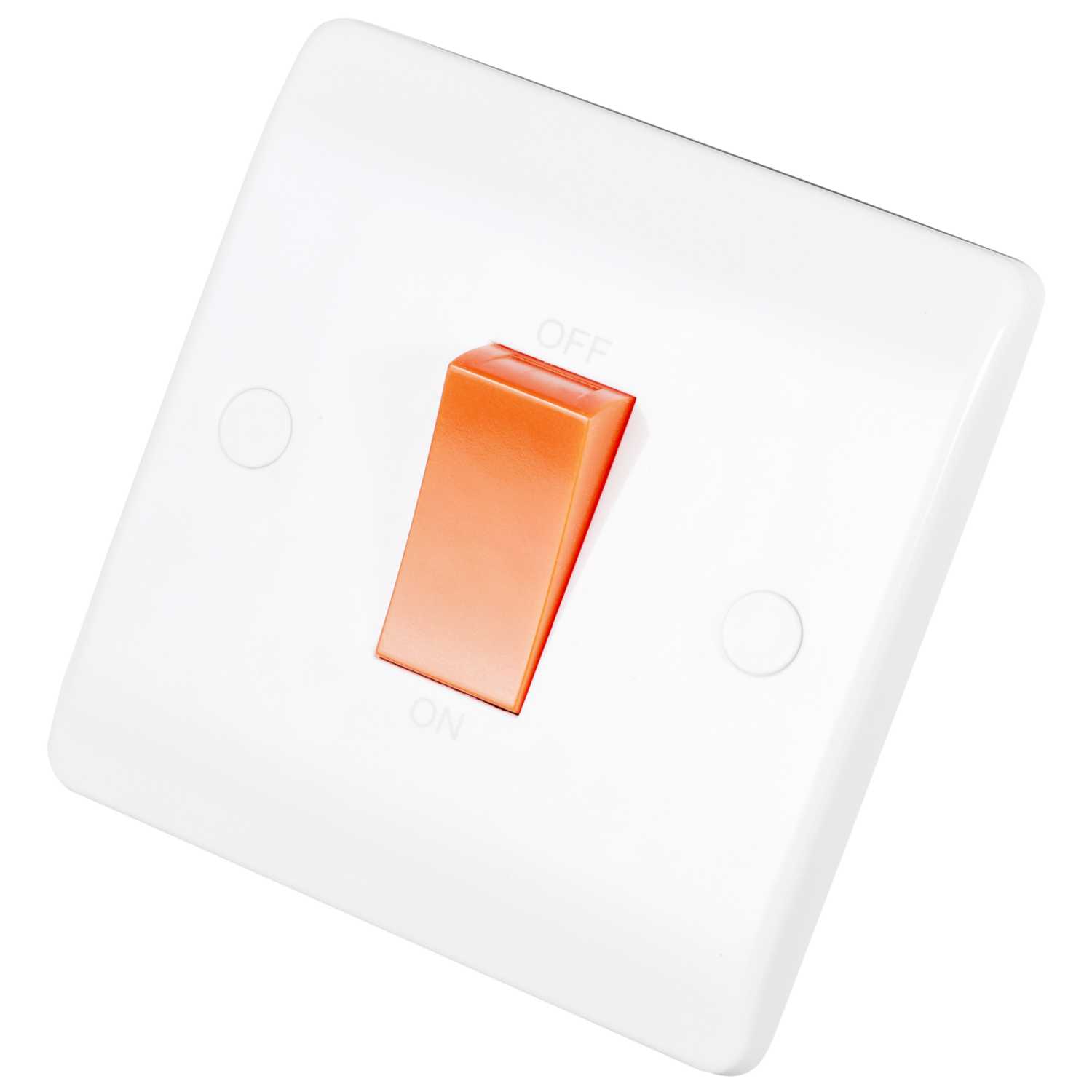 Scolmore Click Mode 45A DP 1 Gang Switch with Red Rocker White (CMA200 ...
