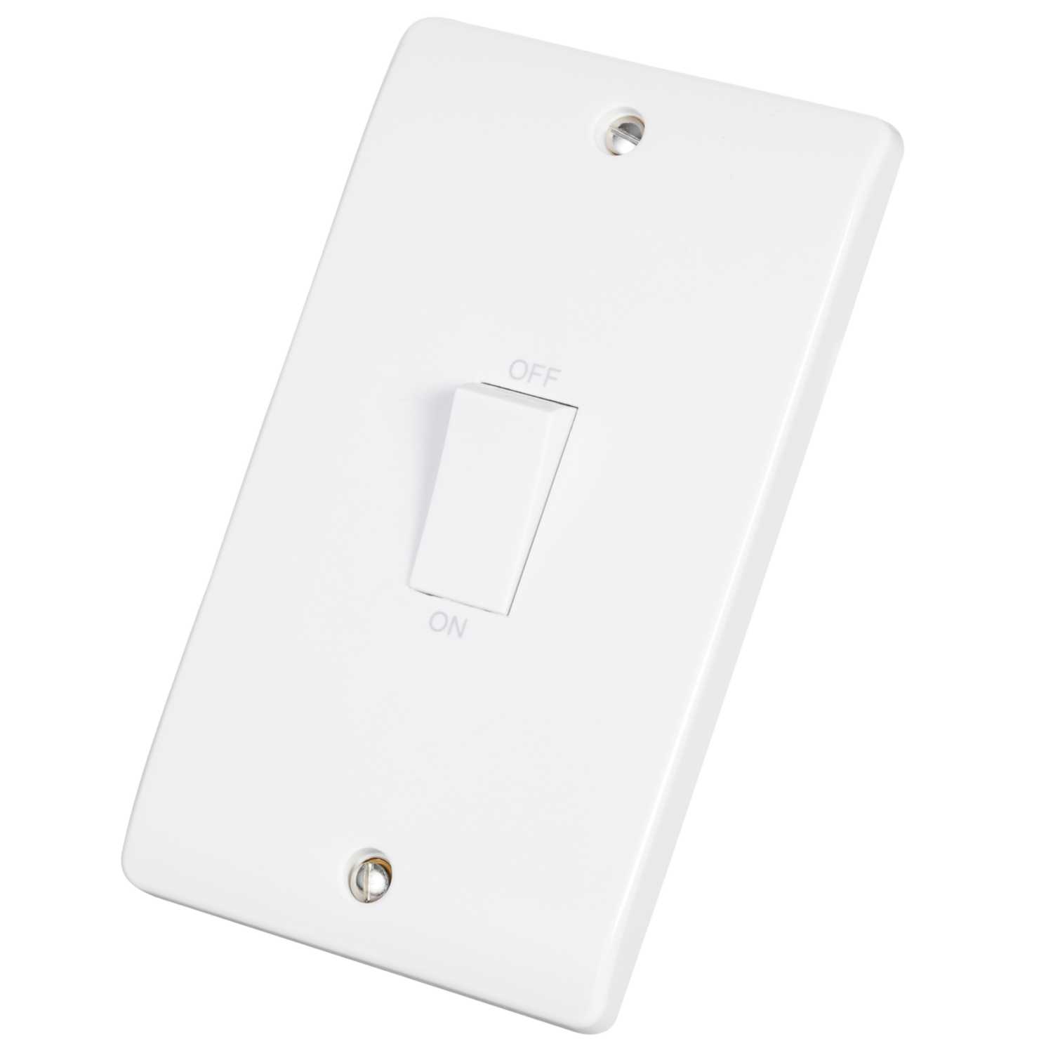 Scolmore Click Mode 45A DP 2 Gang Vertical Switch White (CMA502) | CEF