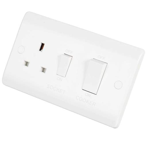 Scolmore Click Mode 45A DP Cooker Unit with White Rockers White (CMA504) | CEF