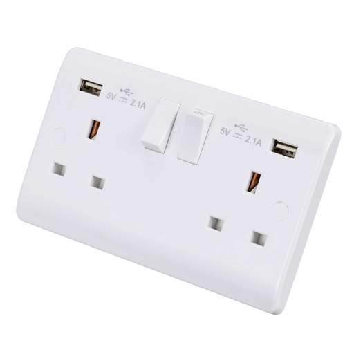Scolmore Click Mode 13A 2 Gang Switched Socket with Twin 2.1A USB ...