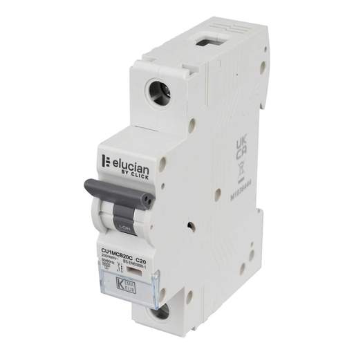 Scolmore Click Elucian 20A Single Pole 6kA C Curve MCB (CU1MCB20C) | CEF