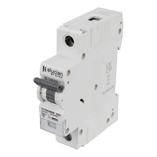 Scolmore Click Elucian 50A Single Pole 6kA B Curve MCB (CU1MCB50B) | CEF