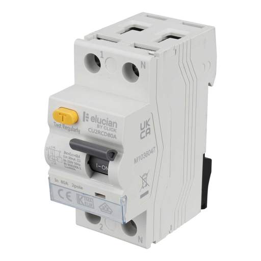 Scolmore Click Elucian 80A 2 Pole 30mA Type A RCD (CU2RCD80A) | CEF