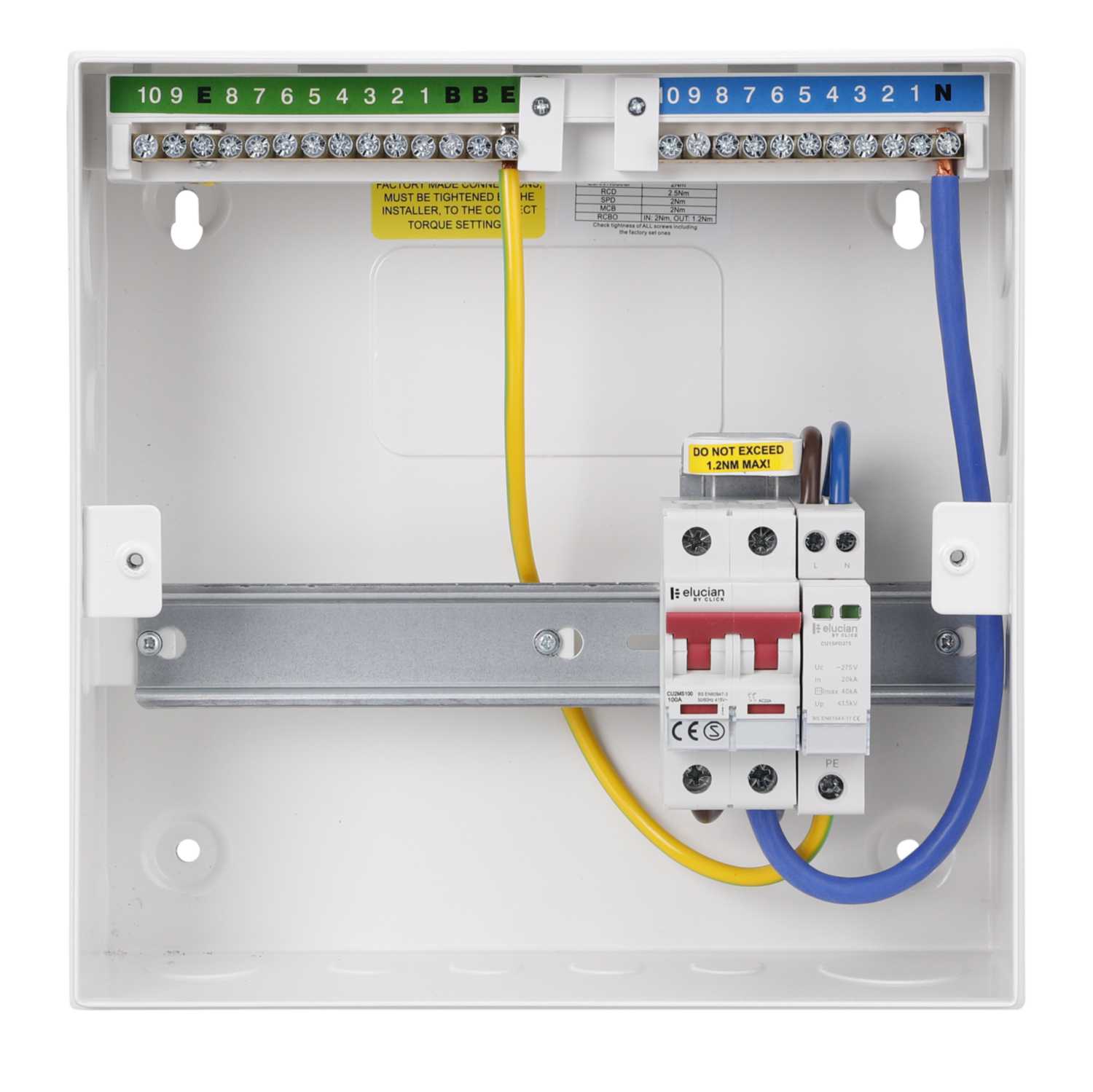 Scolmore Click Elucian 10 Way 100A Isolator Incomer Metal Clad Consumer ...