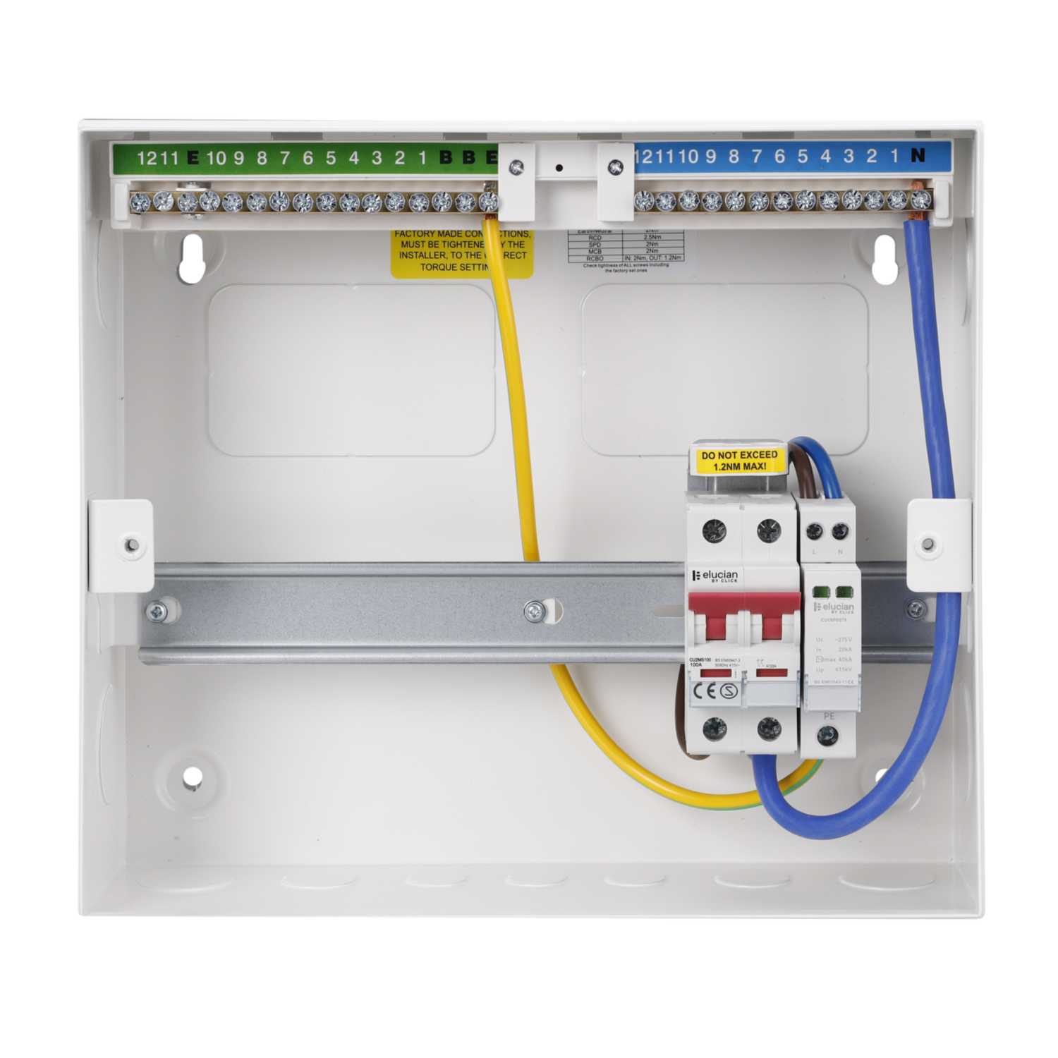Scolmore Click Elucian 12 Way 100A Isolator Incomer Metal Clad Consumer ...