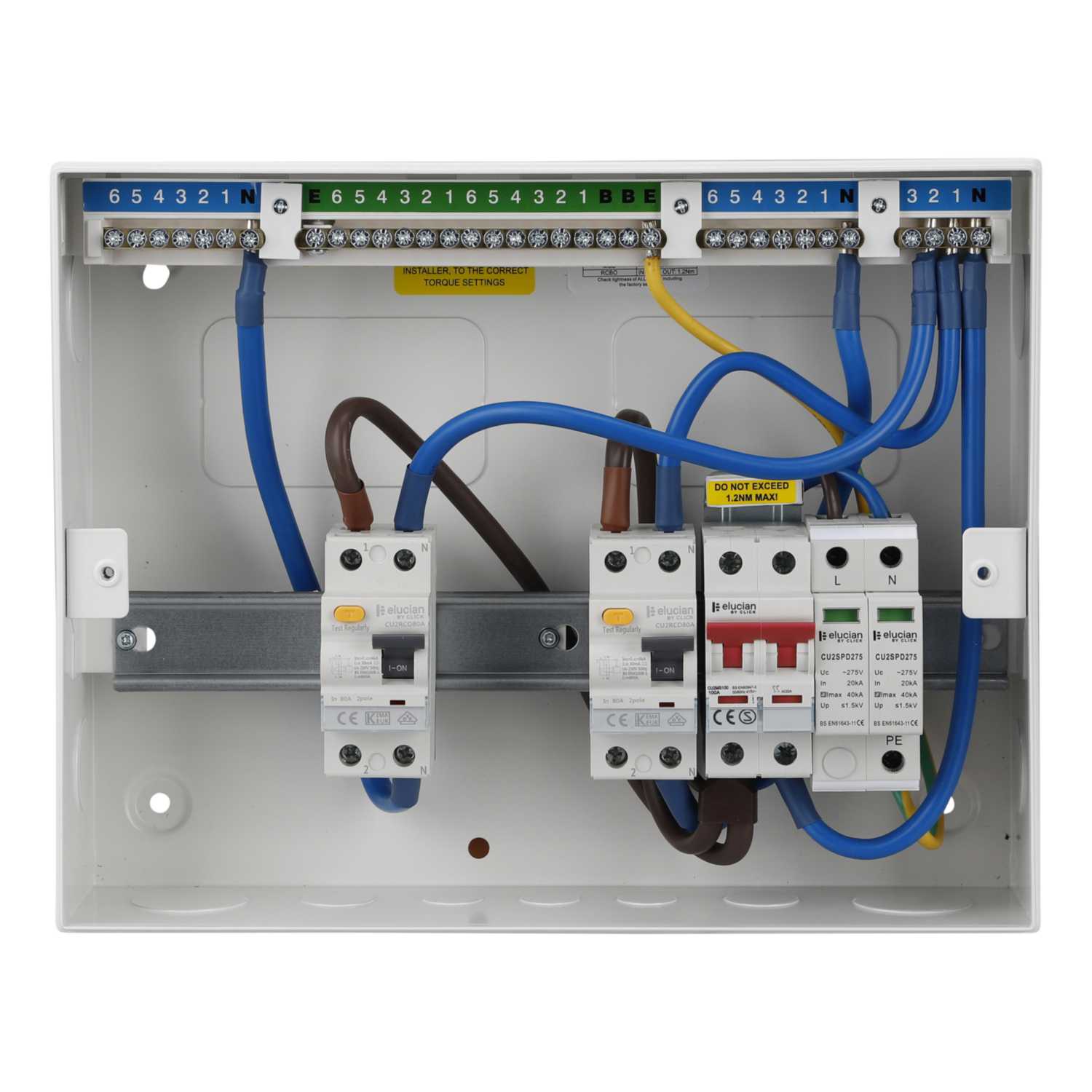 Scolmore Click Elucian 3 + 3 Dual 80A Type A RCD Metal Clad Consumer ...