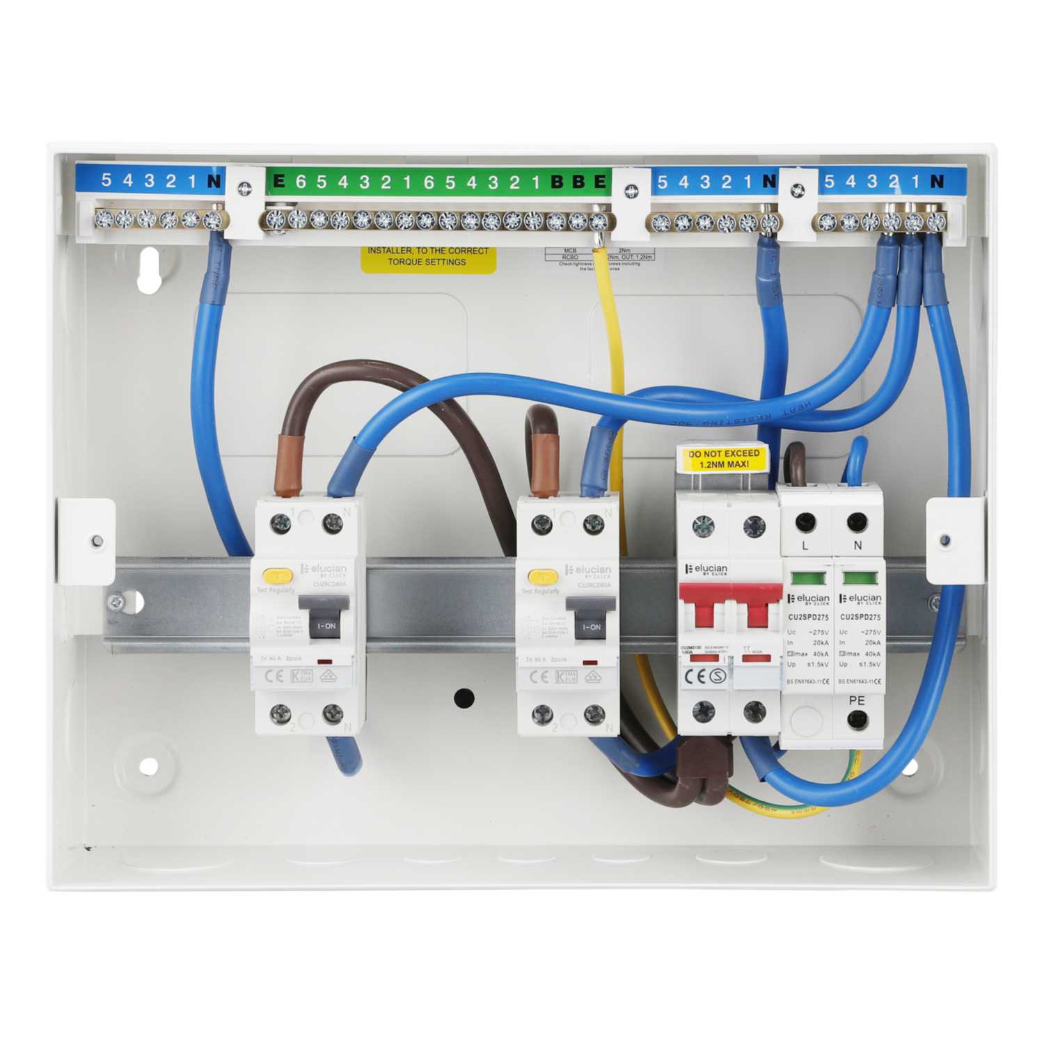Scolmore Click Elucian 6 Way Dual 80A Type A RCD High Integrity Metal ...