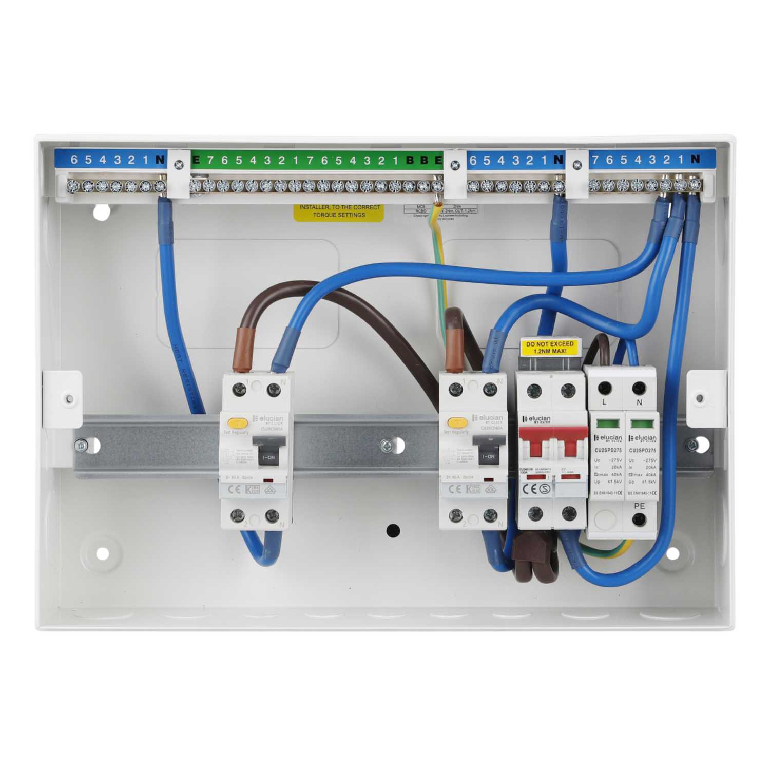 Scolmore Click Elucian 8 Way Dual 80A Type A RCD High Integrity Metal ...