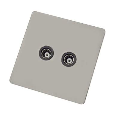Scolmore Click Define 1 Gang Isolated Twin Coaxial Socket Black Insert ...