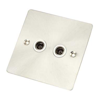 Scolmore Click Define 1 Gang Twin Non Isolated Coaxial Socket White ...