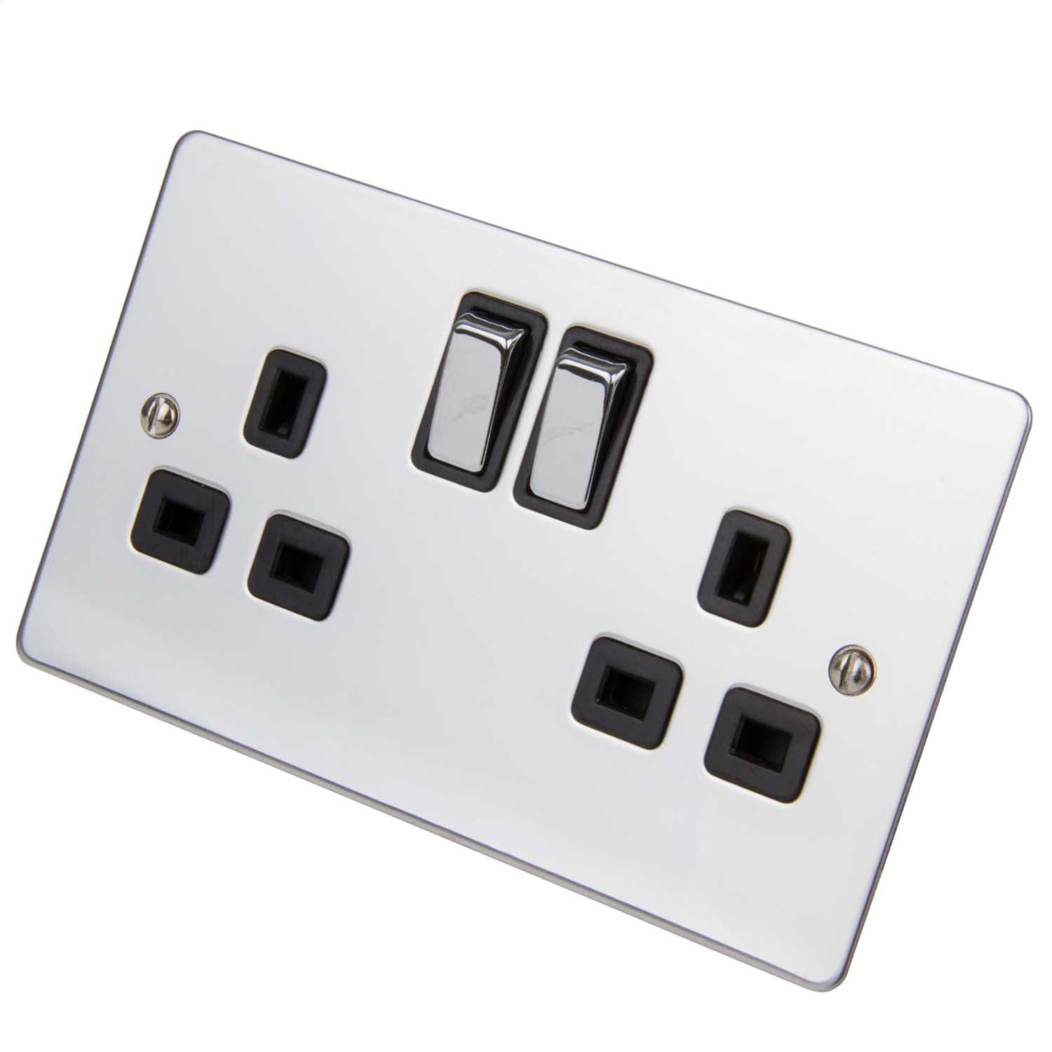 Scolmore Click Define 13A DP 2 Gang Switched Socket Black Insert ...