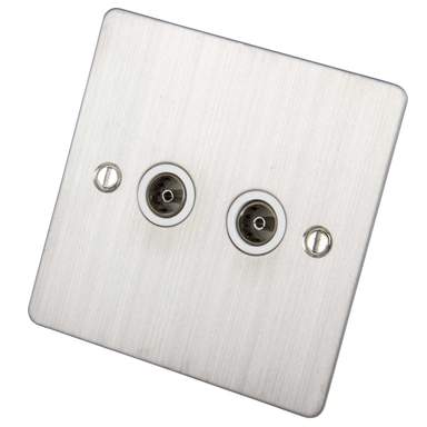 Scolmore Click Define 1 Gang Non Isolated Twin Coaxial Socket White ...