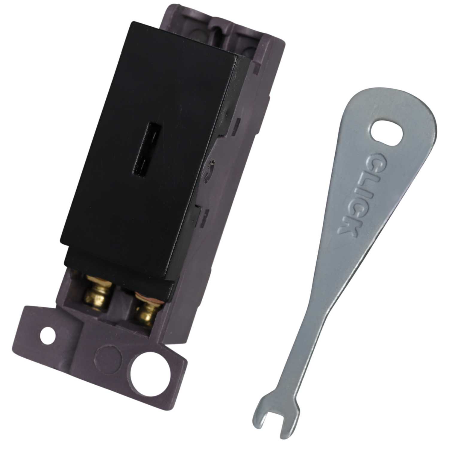 Scolmore Click Mini Grid 10A 2 Way Key Switch Module Black (MD003BK) | CEF