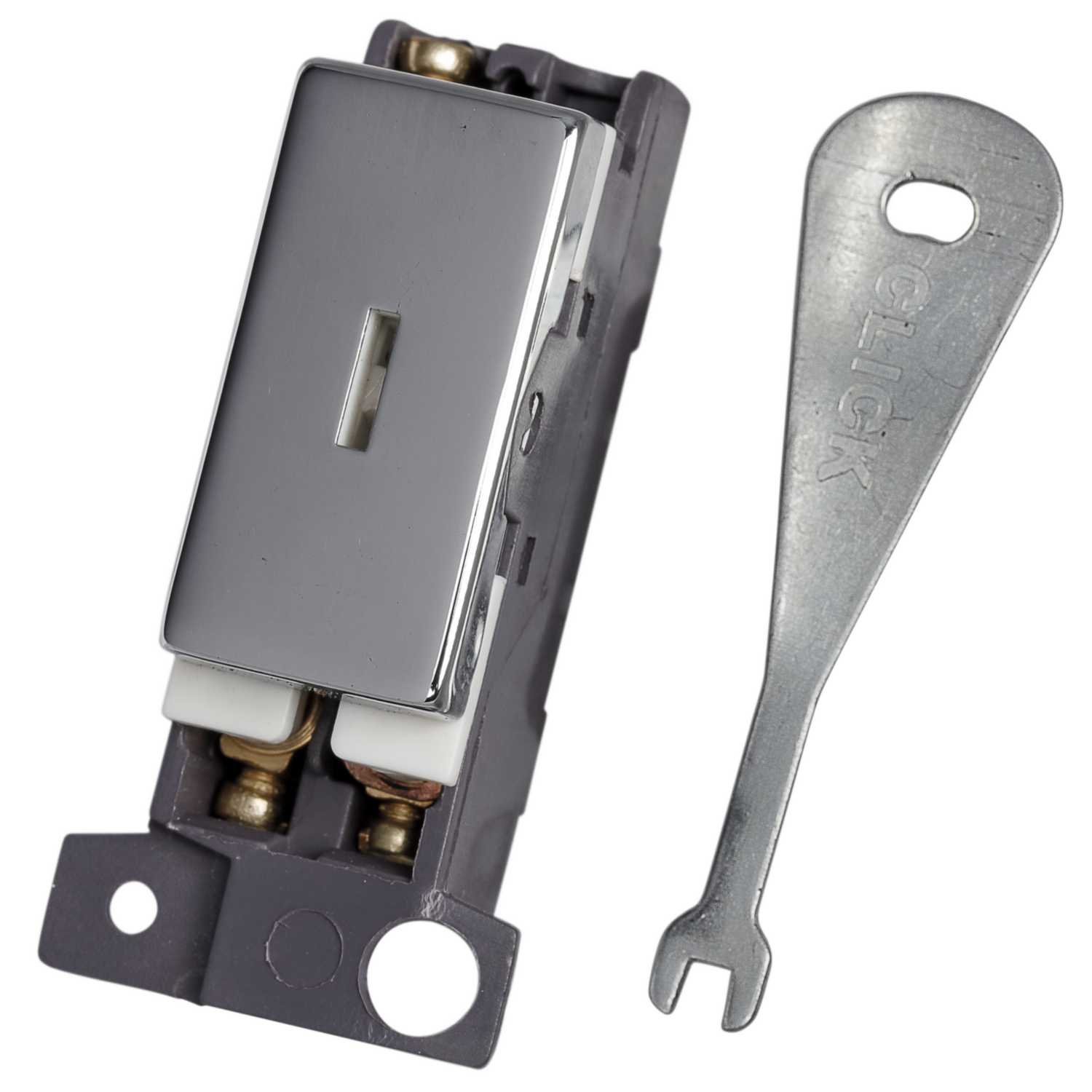Scolmore Click Mini Grid 10A 2 Way Key Switch Module Polished Chrome ...