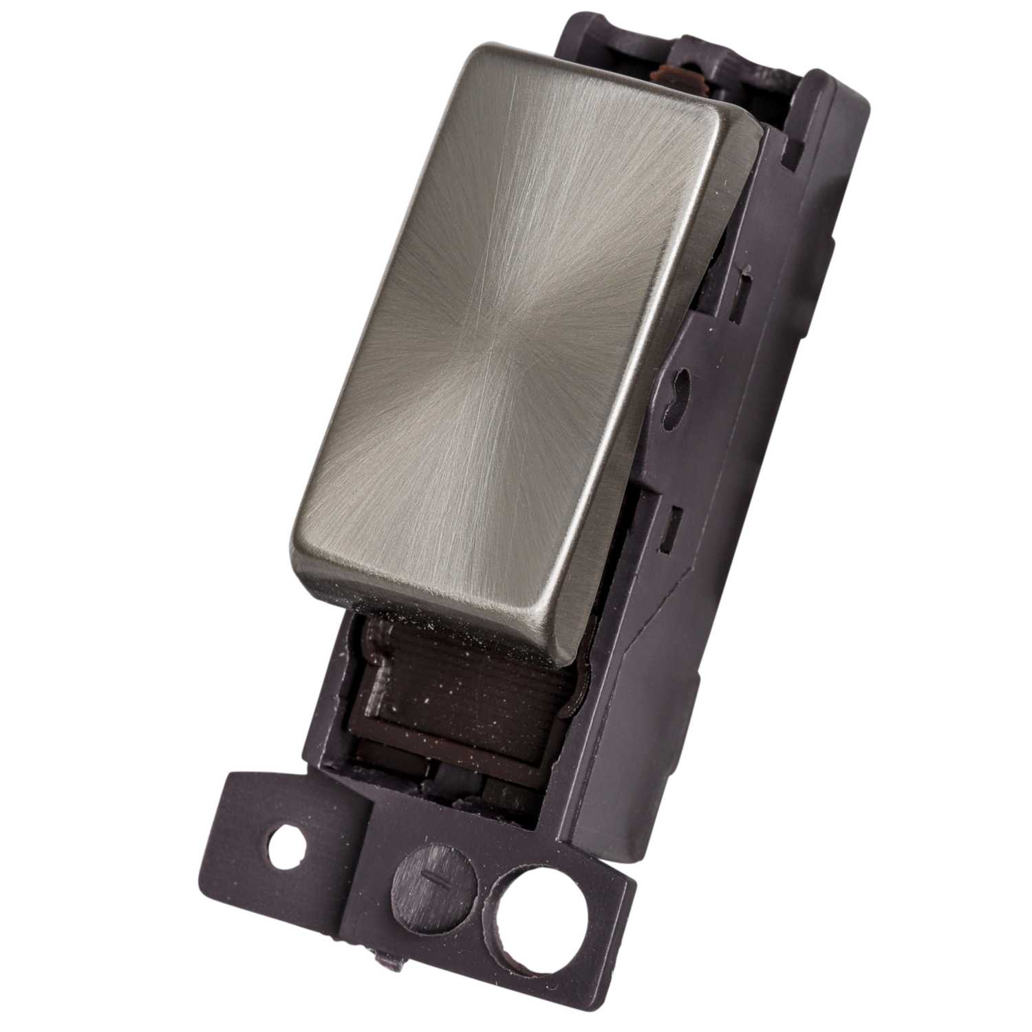 Scolmore Click Mini Grid 10A Double Pole Switch Module Satin Chrome ...